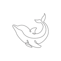 One single line drawing of cute beautiful dolphin Vector Image