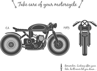 Retro motorcycle caferacer logo Royalty Free Vector Image