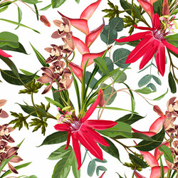 Floral pattern seamless background red Royalty Free Vector