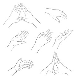 Eight hand sign collection drawn Royalty Free Vector Image