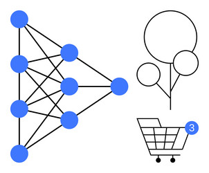 Neural network diagram telephone receiver and e Vector Image