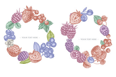 Design with pastel colored strawberry blueberry Vector Image