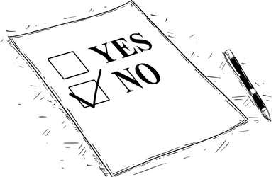 Artistic drawing of yes and no questionnaire form Vector Image