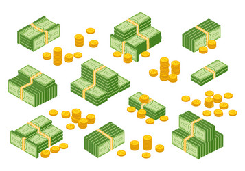 Set various kind money isolated on white Vector Image