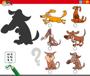 Shadows task with cute dog characters Royalty Free Vector