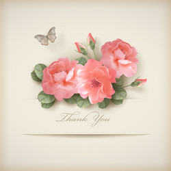 Floral spring thank you pink flowers card Vector Image