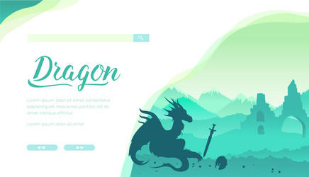 Fantasy blue dragon flying and angry Royalty Free Vector