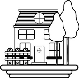 Beautiful house with grid wood Royalty Free Vector Image