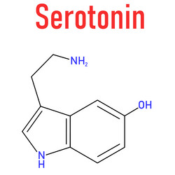 Serotonin molecule skeletal formula Royalty Free Vector