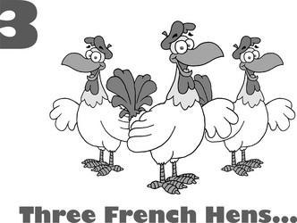 Three French Hens Coloring Pages