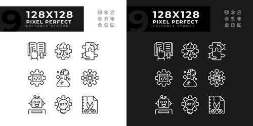 Opportunities of stem pixel perfect linear icons Vector Image