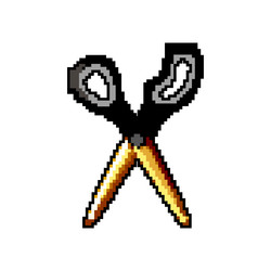 Tailor scissor cut game pixel art Royalty Free Vector Image