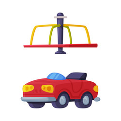 Playground equipment with toys and roundabout Vector Image