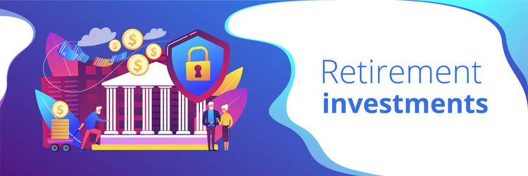 Retirement investments concept banner header Vector Image