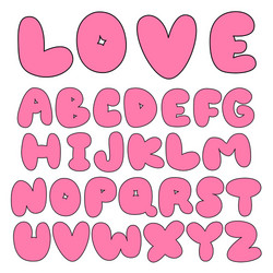 Cute bubble pink font collection Royalty Free Vector Image