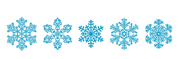 Set of detailed blue snowflake icon collection Vector Image