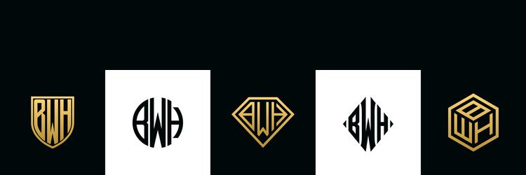 Initial letters hwj logo designs bundle Royalty Free Vector