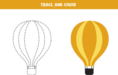 Trace word color hot air balloon handwriting Vector Image