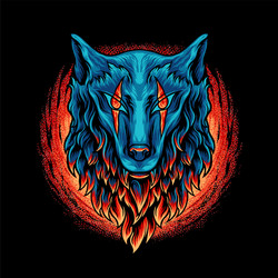 Fire wolf head isolated on black background Vector Image