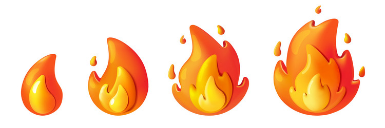 3d render hot fire burn icon emoticon Royalty Free Vector