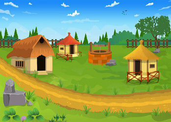Beautiful village cartoon Royalty Free Vector Image