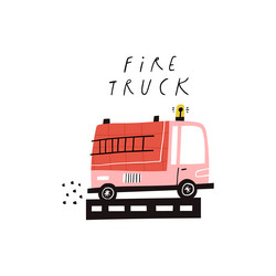 Cute smiling fire truck Royalty Free Vector Image