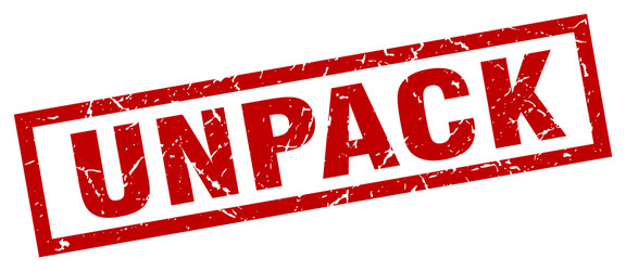 Square grunge red unpack stamp Royalty Free Vector Image