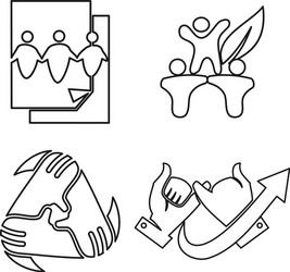 Leaf hand triangle commitment teamwork together Vector Image