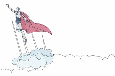 Continuous one line drawing super hero Royalty Free Vector