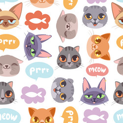 Cat face seamless patten cute Royalty Free Vector Image