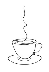 Continuous line cup coffee Royalty Free Vector Image