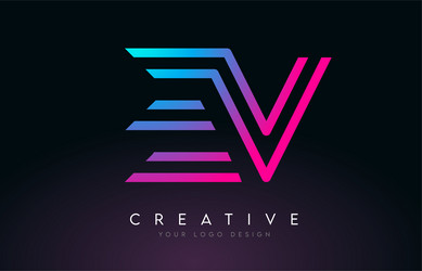 Ev letter logo design purple texture creative Vector Image