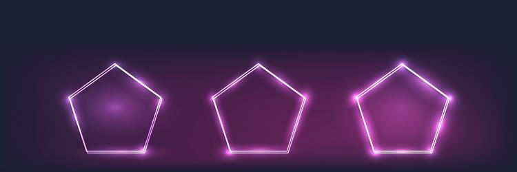 Neon double frame with shining effects Royalty Free Vector