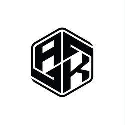 Ak logo monogram hexagon shape with ornament Vector Image