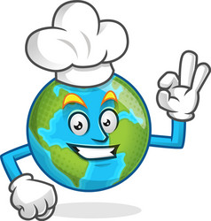 Earth wears chef hat with face expression Vector Image
