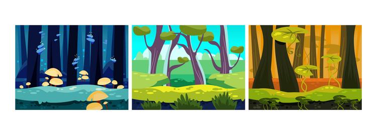 Mobile game horizontal backgrounds and scenery Vector Image