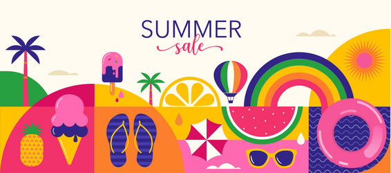 Colorful summer background - horizontal layout Vector Image