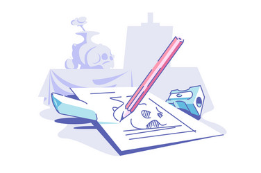 Ending pencil sketch Royalty Free Vector Image