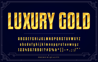 Gold leaf font letters numbers with currency Vector Image