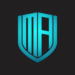 Ma logo monogram with piece circle ribbon style Vector Image