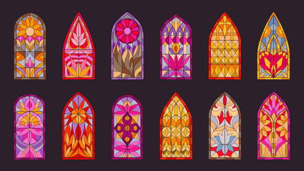 Mosaic church windows cartoon stained glass Vector Image