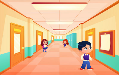 Cartoon school hallway halls or corridor Vector Image