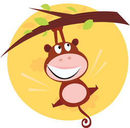 Monkey hanging on branch tv screen Royalty Free Vector Image