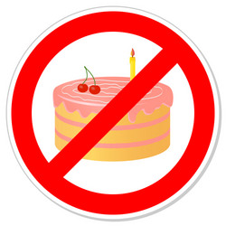 Birthday cake in prohibiting signs Royalty Free Vector Image