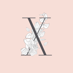 Blooming floral initial x monogram and logo Vector Image