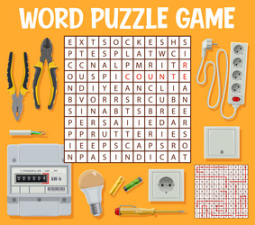 Construction diy and repair tool word search game Vector Image
