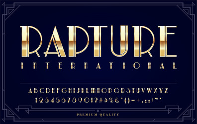 Golden art deco font luxury decorative 1920s Vector Image