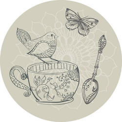 Black and white tea time pattern Royalty Free Vector Image