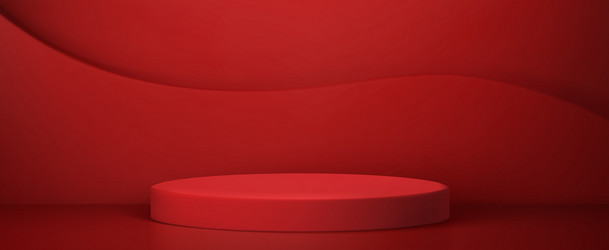 Round red stage podium with lighting Royalty Free Vector