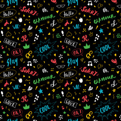 Doodle seamless pattern hand drawn pop art signs Vector Image